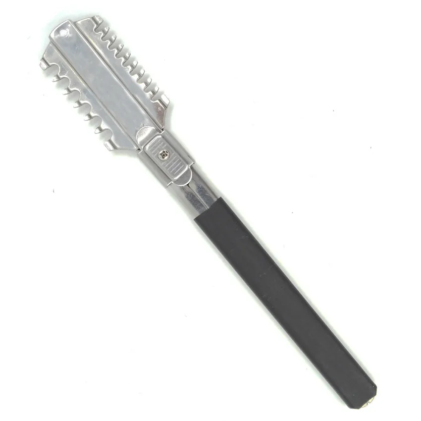 Stainless Steel Edge Shaving Razor Rubber Handle Removable Professional ...