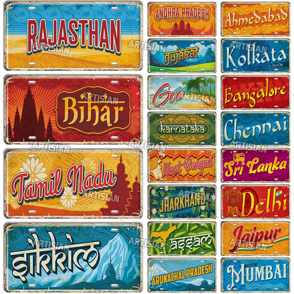 Artisian-Ctiy-License-Plate-State-INDIA-Province-Metal-Sign-Landmark ...