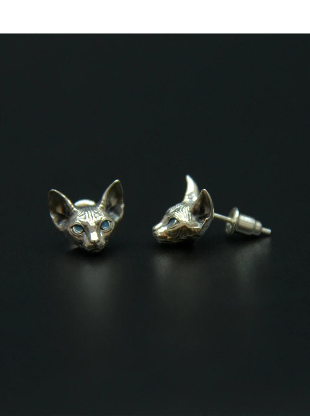 MengG-Real-S925-Sterling-Silver-Plated-Cat-Earrings-18K-Gold-Esfinge ...