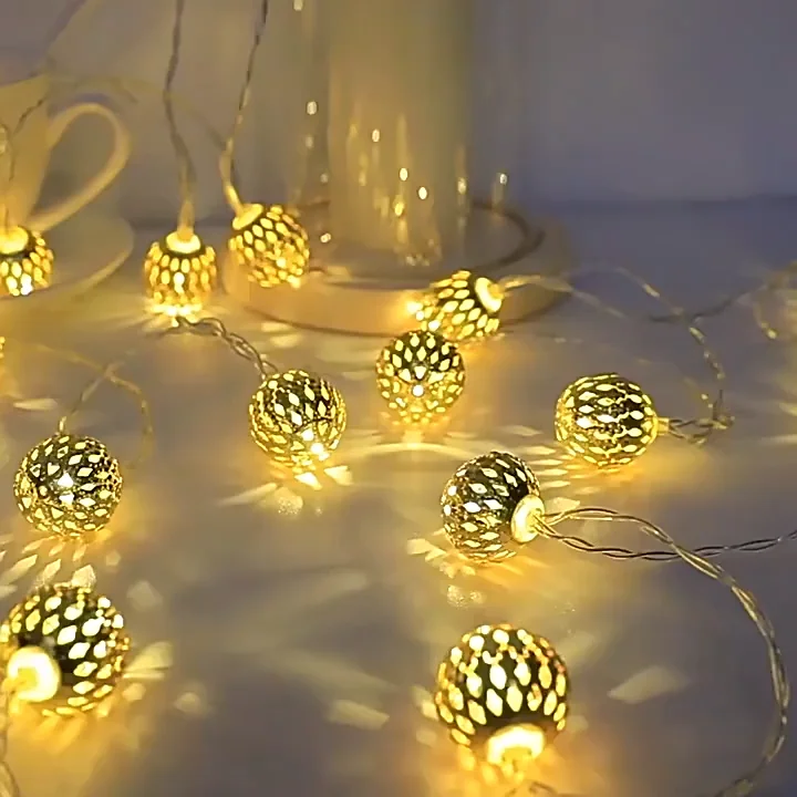 Golden Metal Ball Fairy Light, Metal Ball String Light - Fairy lights ...