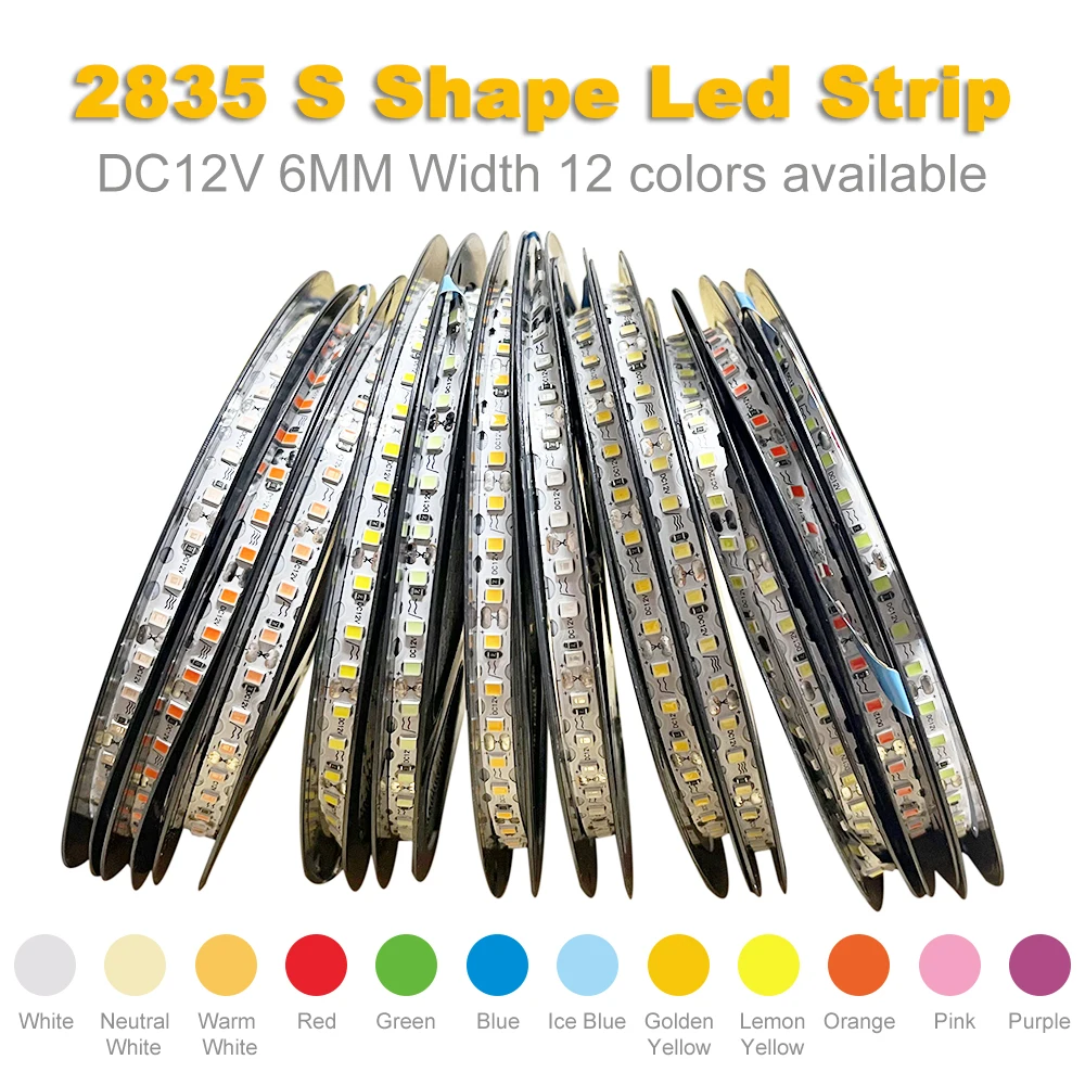 6mm-Width-DC12V-2835-S-Shape-LED-Strip-120LED-m-Flexible-Foldable ...