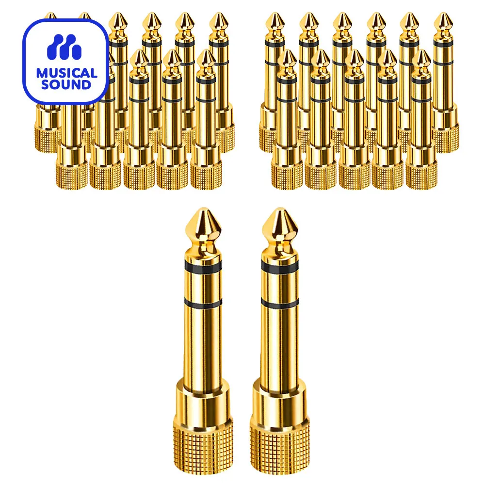 2/6/12/24Pcs 6.35MM 1/4" Jack Plug Male To Female 3.5MM Socket Adapter ...