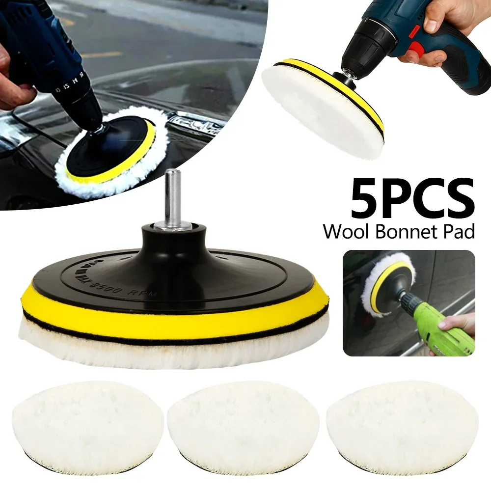 New-Car-Polishing-Pad-Set-Wool-Buffing-Wheel-Tool-6-7-Inch-Drill-Polish ...