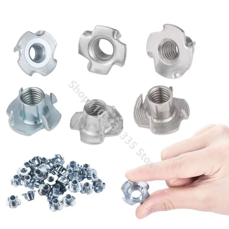 M3-M10 Zinc Plated Four-Claw Nuts,T-Nut Wood Insert,Carbon Steel Four ...