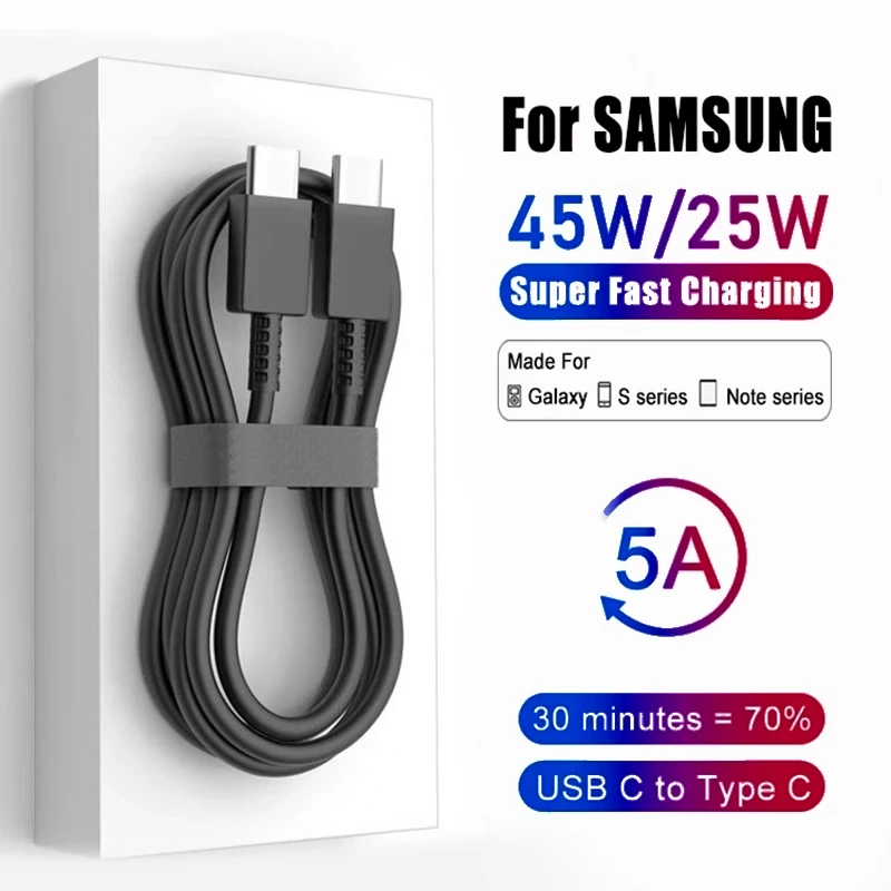 Cable de carga súper rápida para Samsung Galaxy, Cable USB tipo C, 45W ...