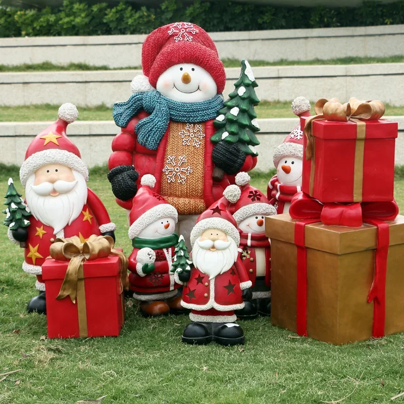 Fiberglass Sculpture Large Statue Size Living Snowman Santa Outdoor ...