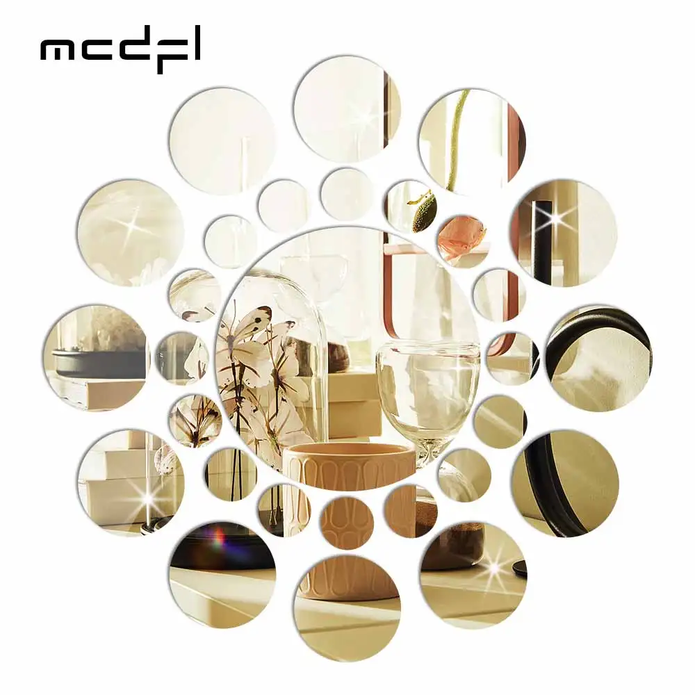 MCDFL Round Mirror Wall Stickers for Bedroom Kids Rooms Decorative Art ...