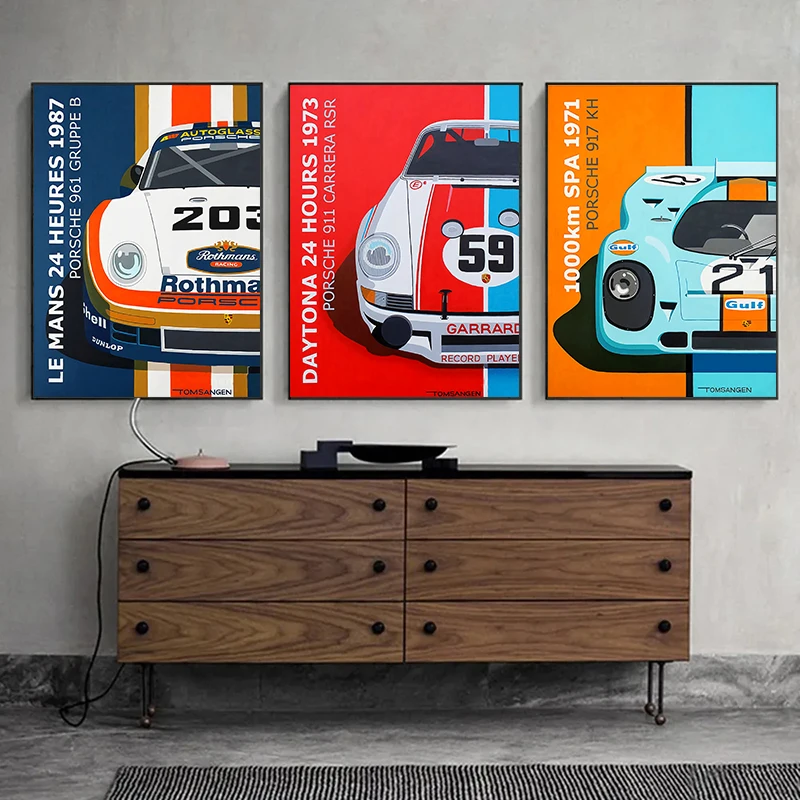 24-Hours-Le-Mans-Bay-Gulf-Racing-Team-Carrera-RSR-Racing-Poster-Print ...