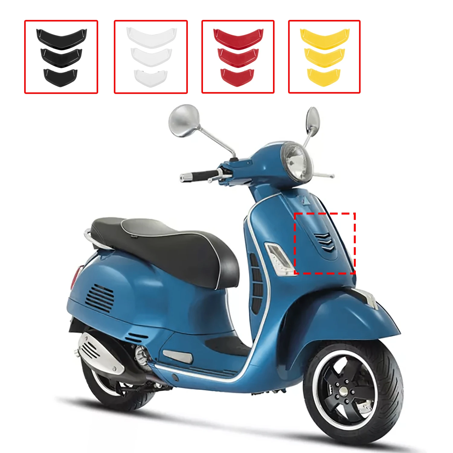 Motorcycle-Front-Tie-Belt-Airvent-Inflow-Horn-Covers-For-Vespa-GTS-125 ...