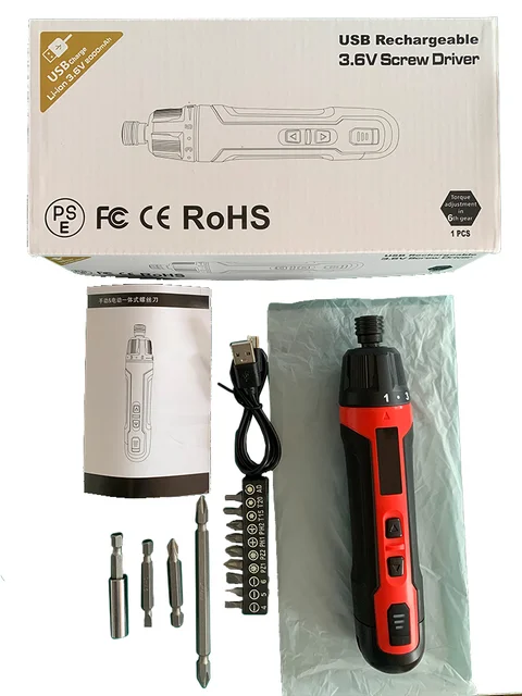 6-Speed Torque Cordless Electric Screwdriver Rechargeable 2000mAh Mini ...