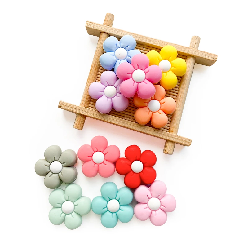 10pcs New Flower Silicone Beads Teether Food-Grade Chewing Teeth Bead ...