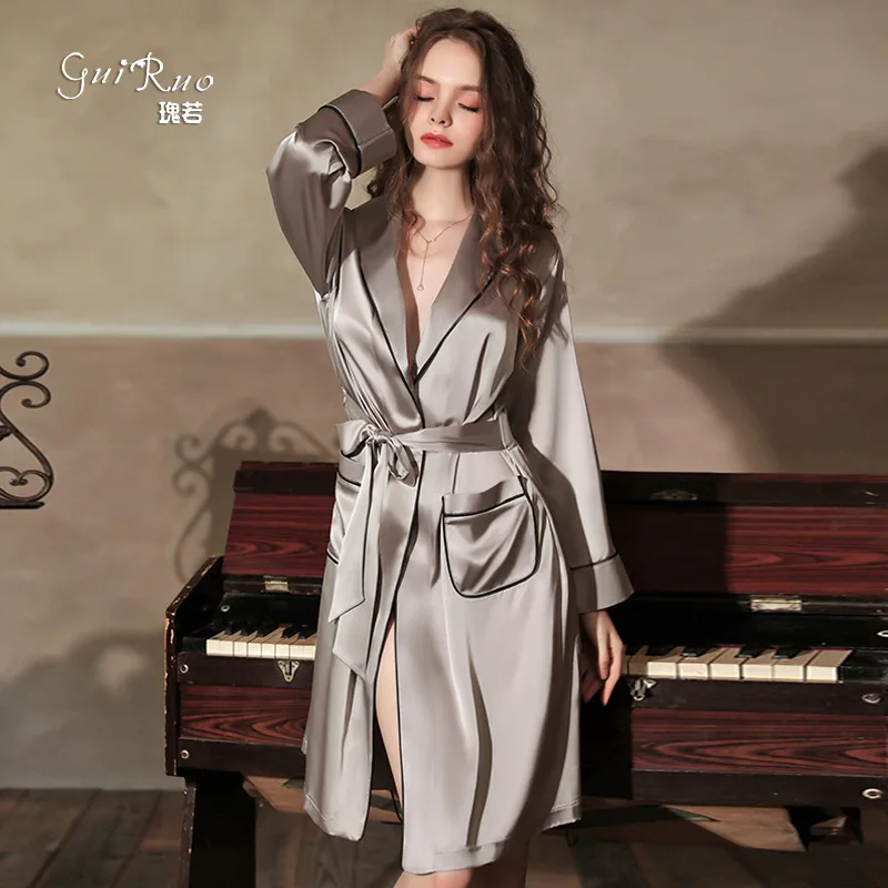 Women-Pajamas-Satin-Robe-Female-Intimate-Lingerie-Sleepwear-Silky ...
