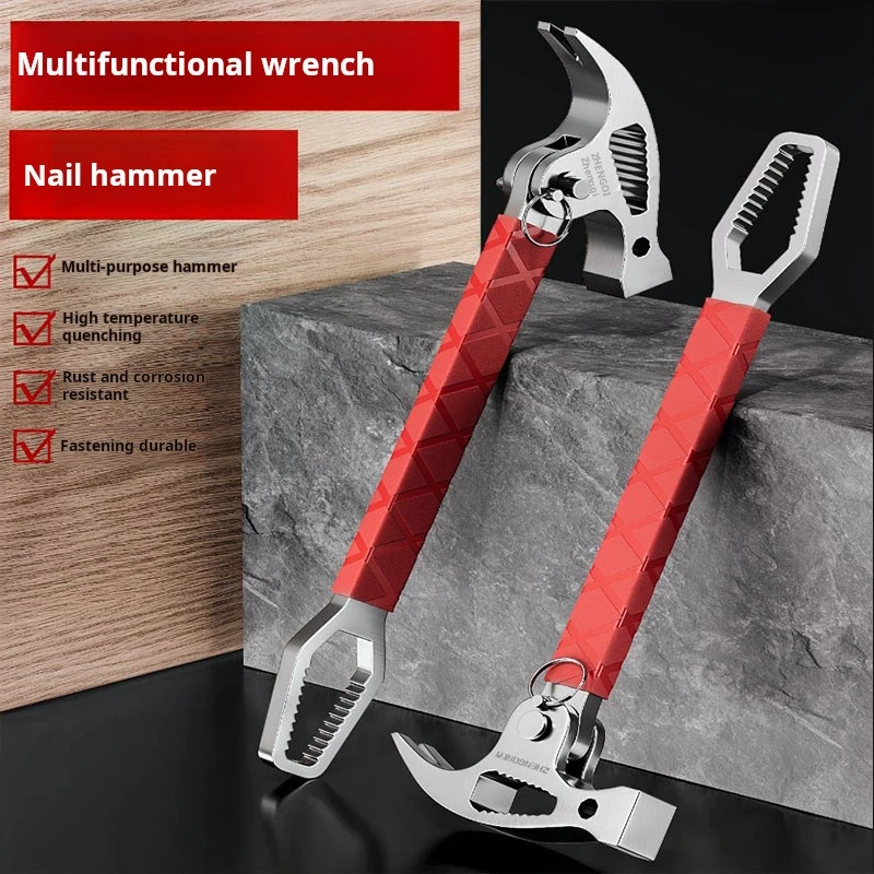 With Wrench Multifunction Claw Hammer For Woodworking Prying Nails Plum ...