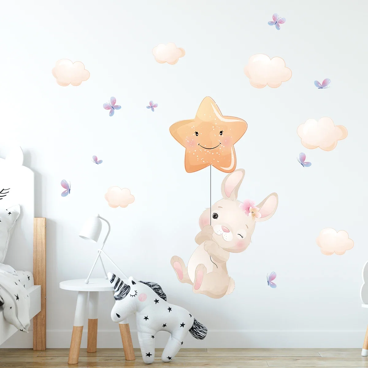 Cloud-Rabbit-Star-Balloon-Butterflies-Wall-Stickers-for-Kids-Room-Wall ...