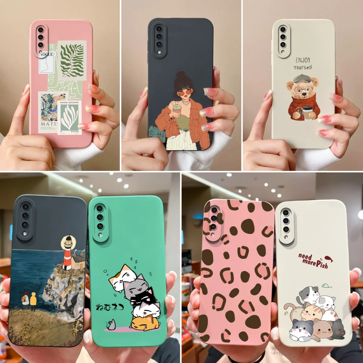 For Samsung Galaxy A50 A50S Phone Case Cartoon Liquid Silicone Full ...