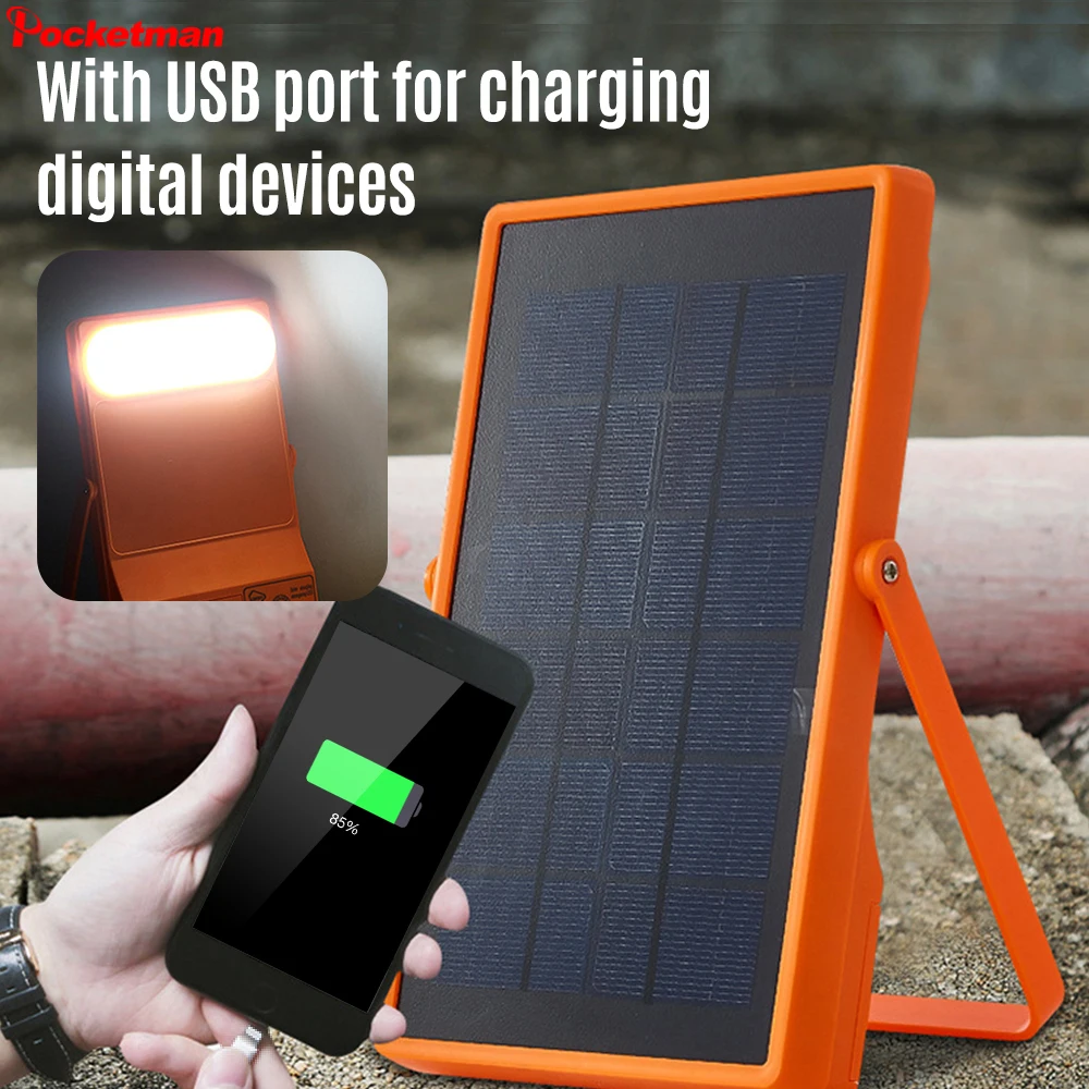 Portable Solar Work Light USB Rechargeable Outdoor Solar Panel Output ...