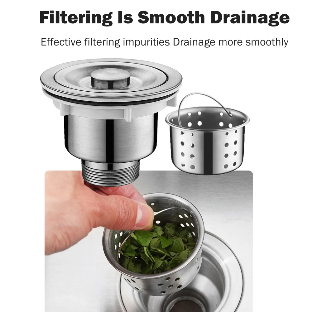 Stainless-Steel-Kitchen-Sink-Drain-Silver-Extended-Garbage-Disposal ...