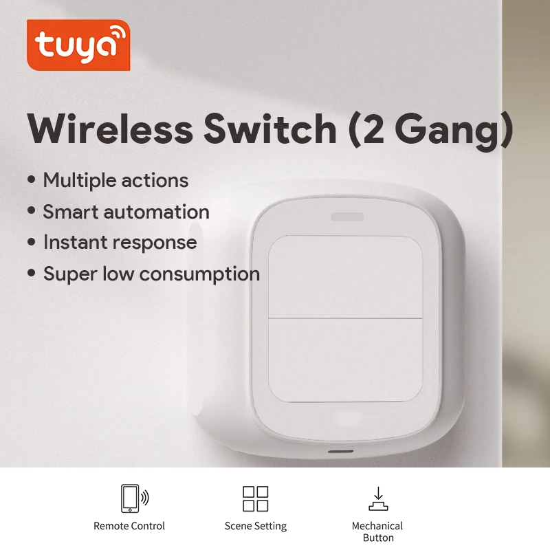 Tuya Wifi Zigbee 2 Gang Wireless 6 Scene Switch Button Controller ...
