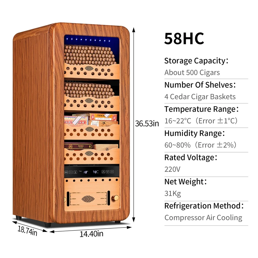 New-Cedar-Wood-Cigar-Cabinet-Compressor-Air-Cooled-Pear-Wood-Grain ...