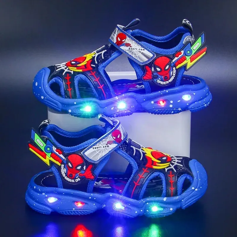 New-Disney-cute-boys-spiderman-sandals-with-light-princess-kids-soft ...