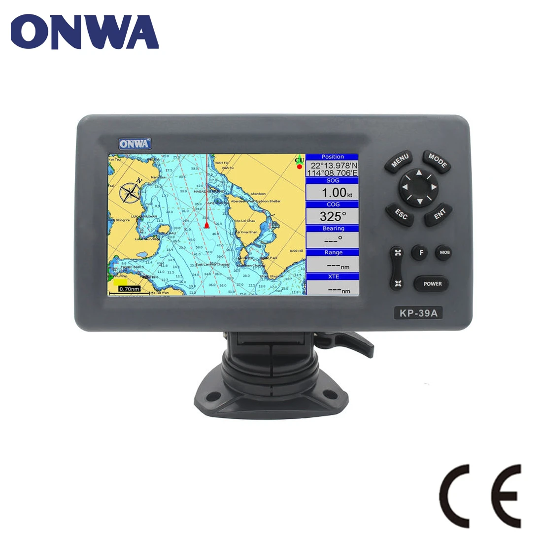 Onwa Kp-39a 7-inch Color Lcd Gps Chart Plotter With Gps Antenna And Built-in Class B Ais ...