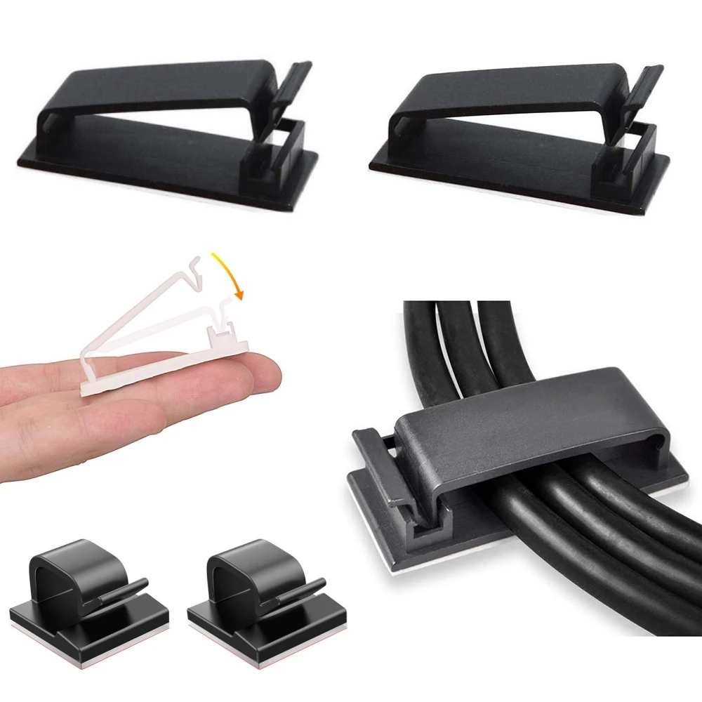 20-10-50PCS-Self-adhesive-Wire-Tie-Clamp-Cable-Clips-Holder-Organizer ...