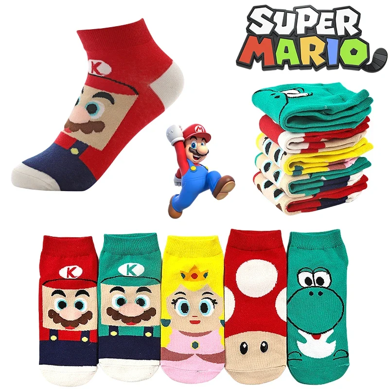 Cartoon-Super-Mario-Bros-Cotton-Socks-Anime-Figure-Luigi-Yoshi-Teenager ...