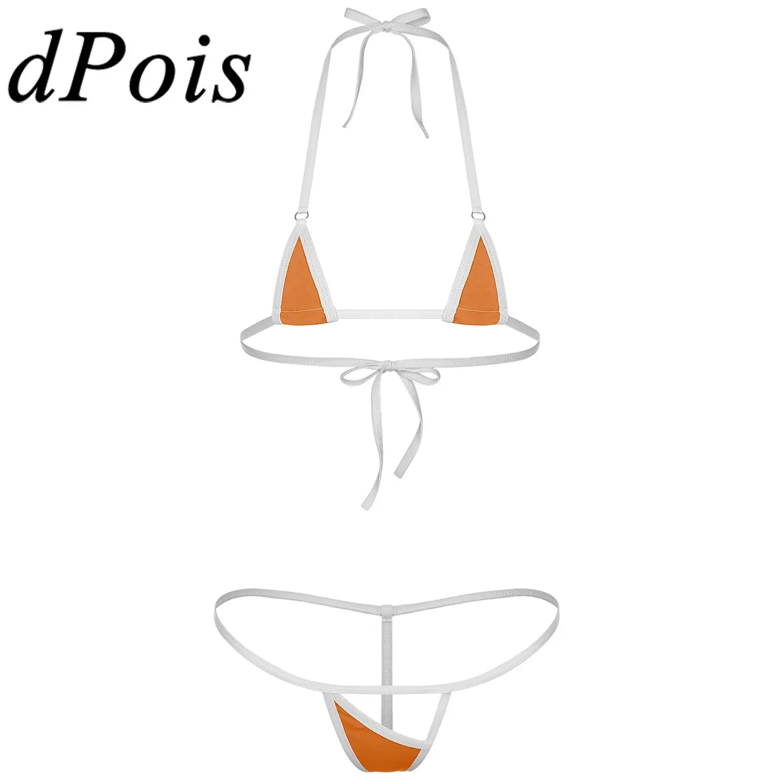Women S Bikini Swimsuit Trendy Micro Bikinis Set Self Tie Halter Bra