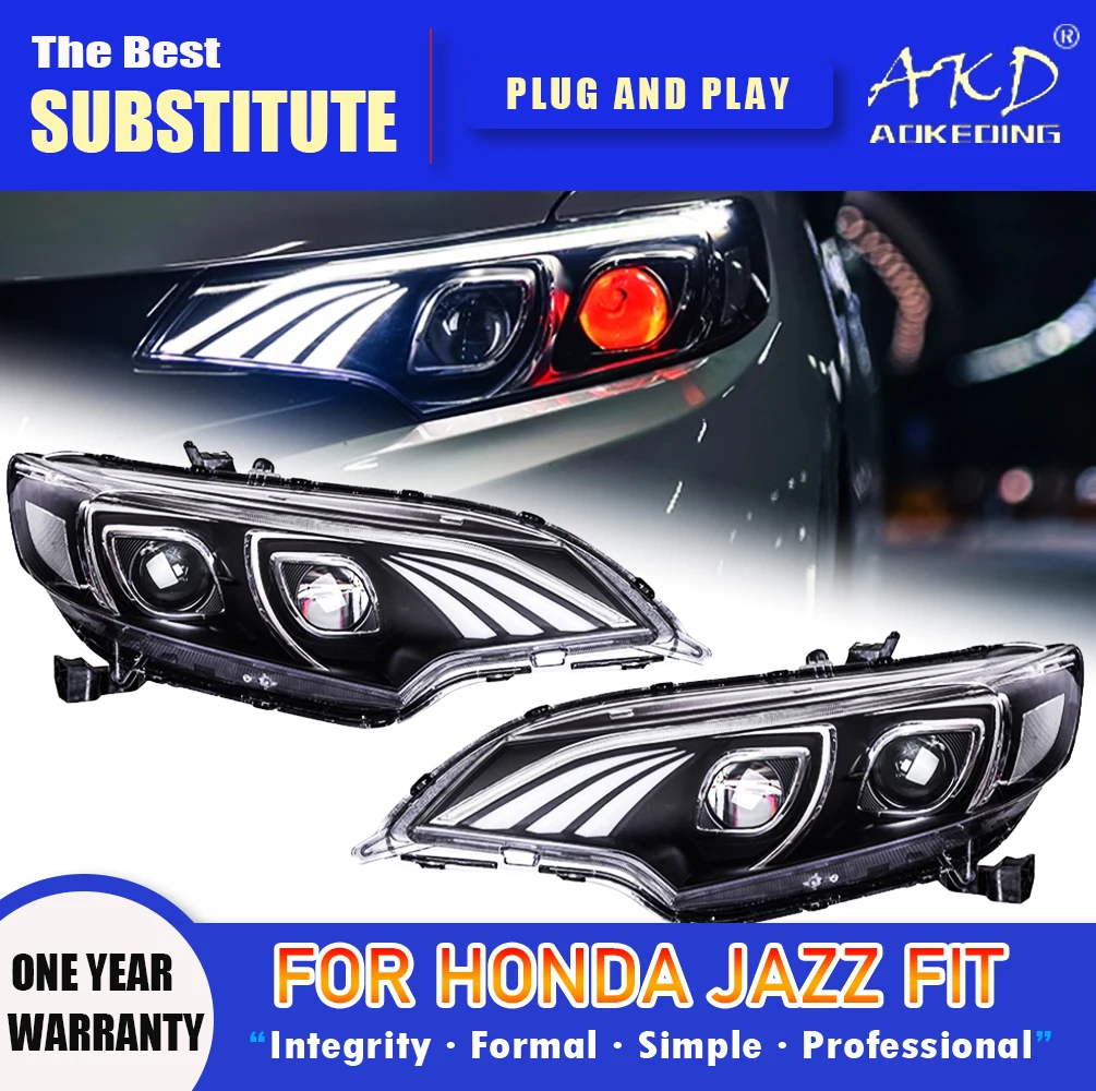 AKD Head Lamp for Honda Jazz Fit LED Headlight 2014-2019 Headlights Fit ...