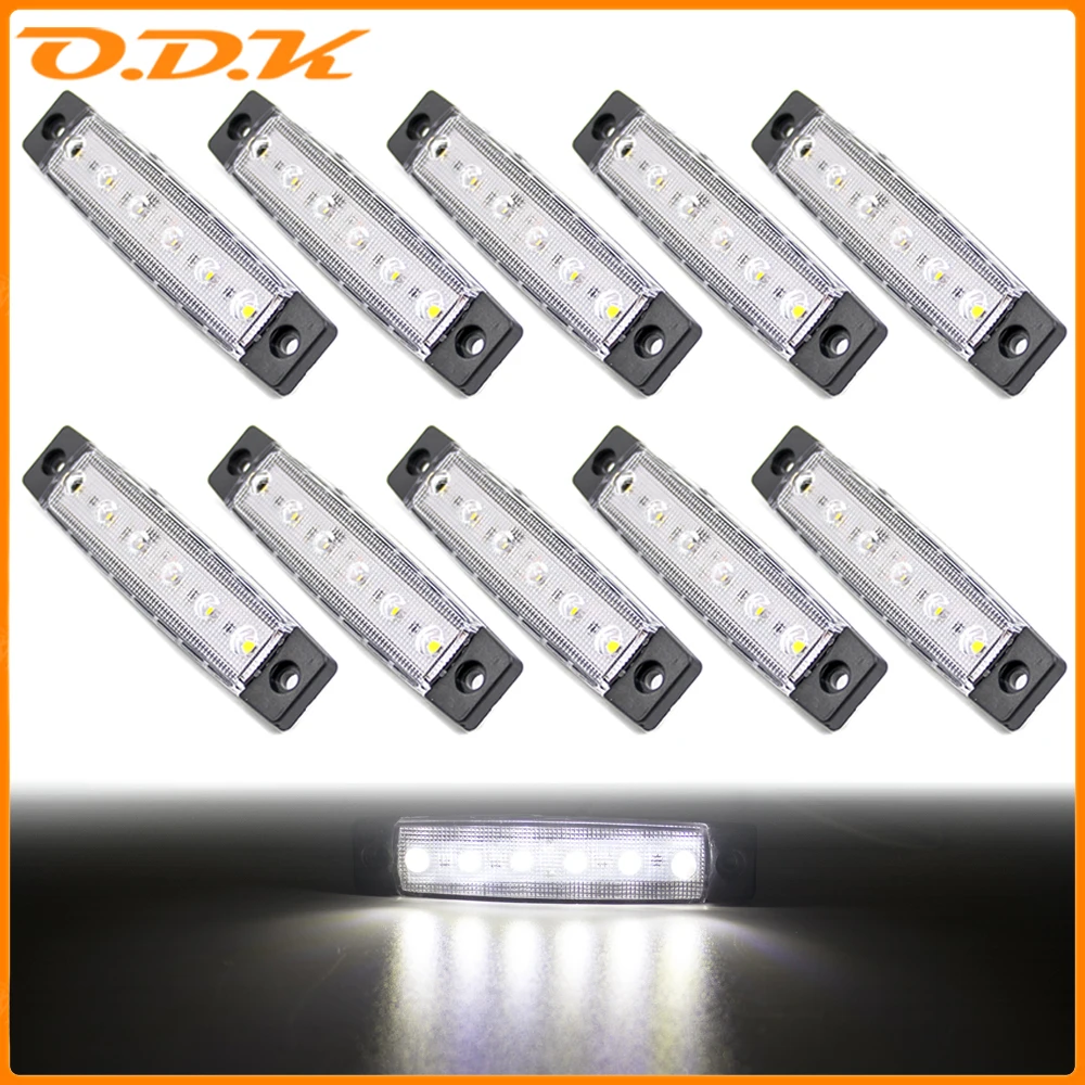 10pcs 12V 24V Car External Lights White 6 SMD LED Auto Car Truck Lorry ...