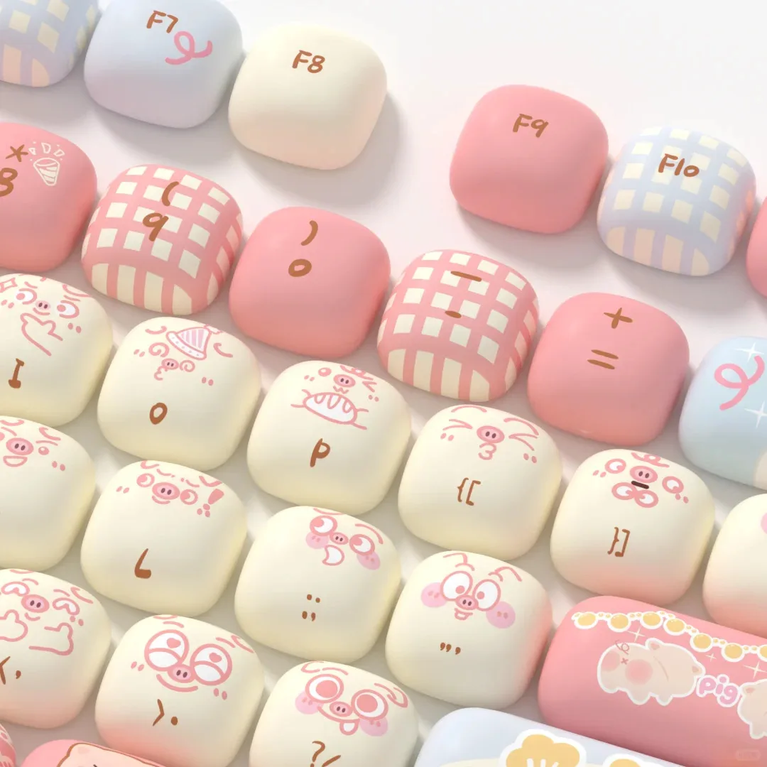 Cute-Round-Pig-Party-Keycap-Cogumelo-em-forma-139-chaves-Alice-Layout ...