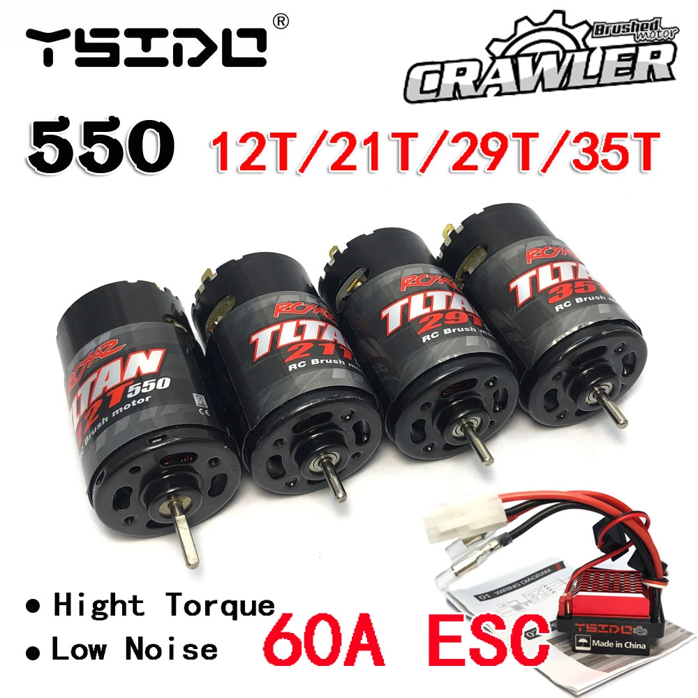550 Brushed Motor 12t 21t 29t 35t 60a Esc For 1:10 Rc Crawler Axial ...