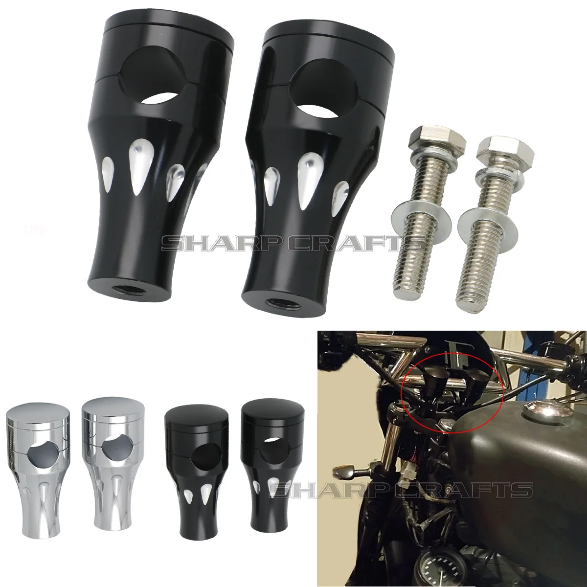 Motorcycle-1-25MM-Cruisers-Choppers-Handlebar-Riser-Clamp-Mount-For ...