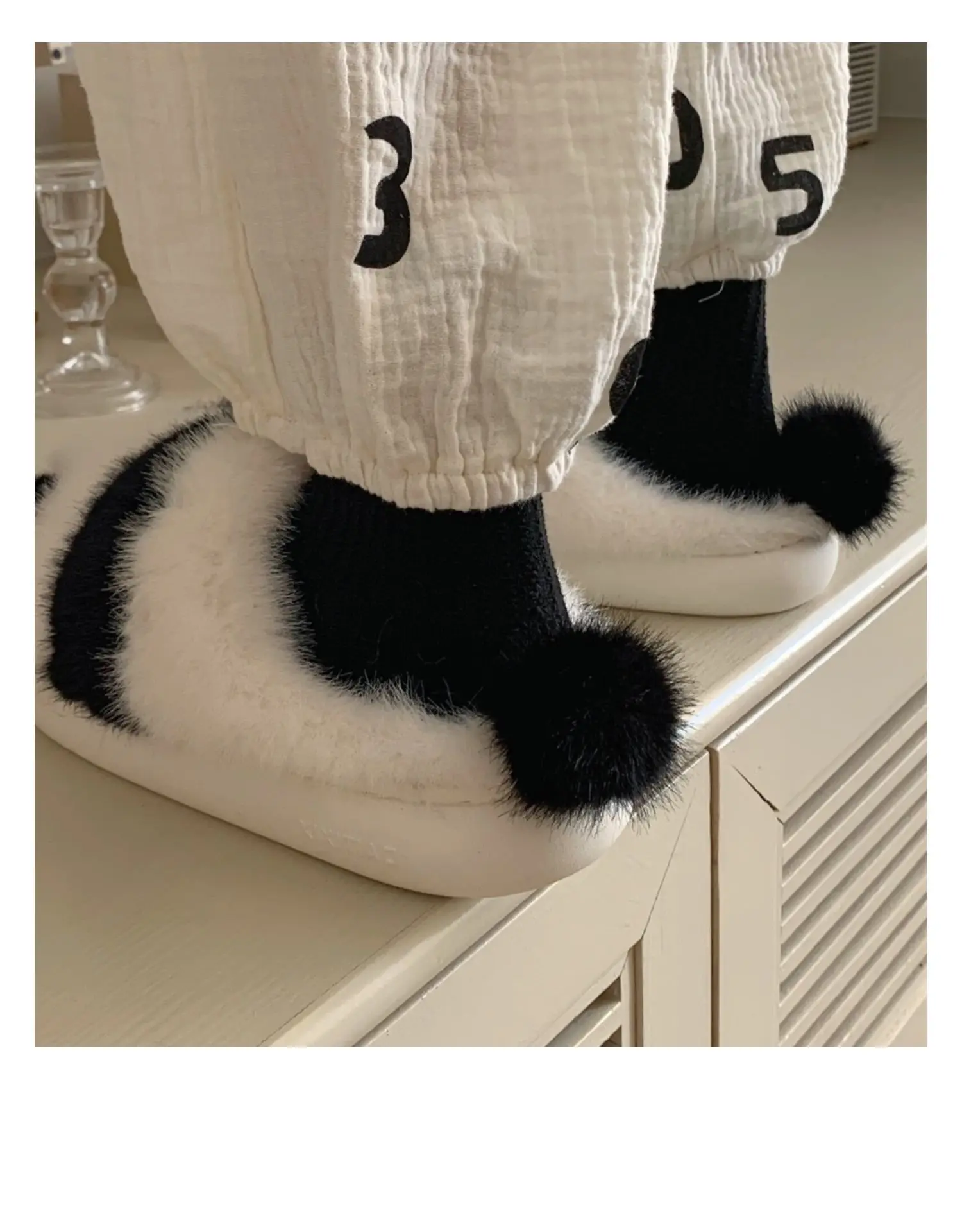 Panda Winter Plush Slippers Soft Cute - styloclubs.com