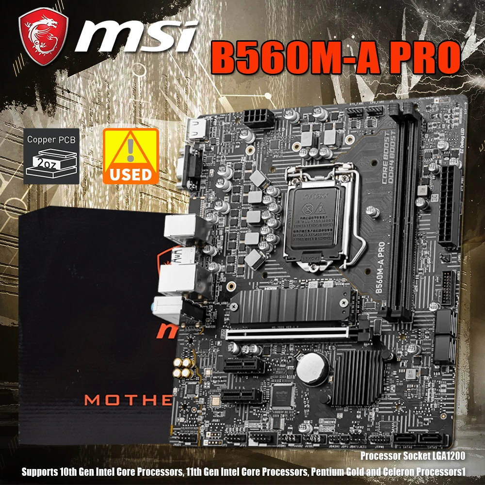 Msi B560m-a Pro Motherboard Socket Lga1200 Supports 10th 11th Intel ...