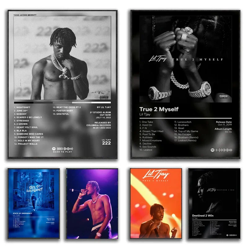 Poster-Prints-New-Lil-Tjay-222-Hip-Hop-Tracklist-Music-Star-Album-Cover ...