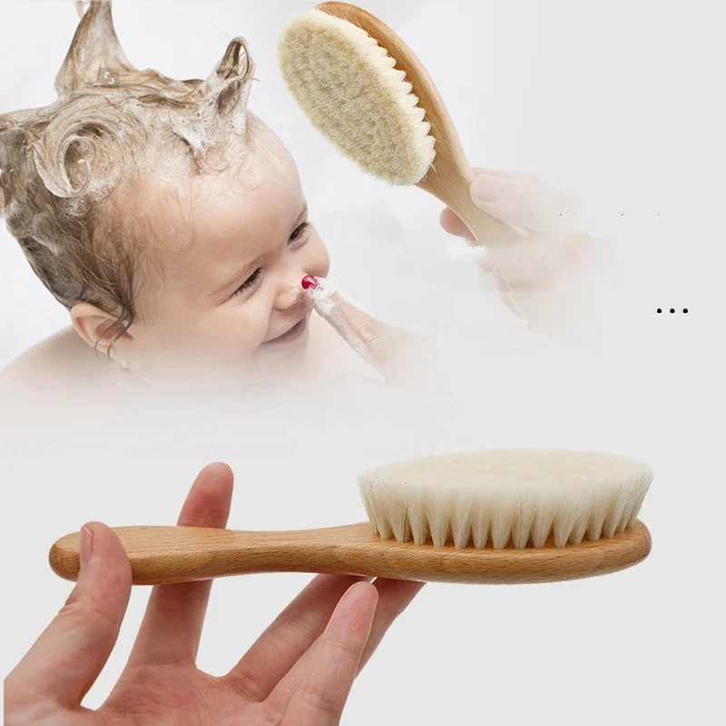 Newborn-Wooden-Hair-Comb-Natural-Wool-Comb-Hair-Brush-Infant-Head ...