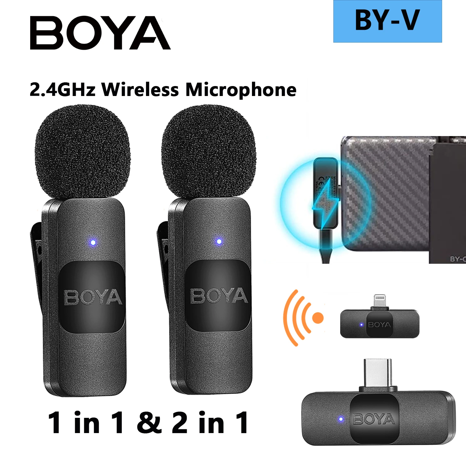 BOYA Mini micrófono de solapa inalámbrico BY V, accesorio para PC ...