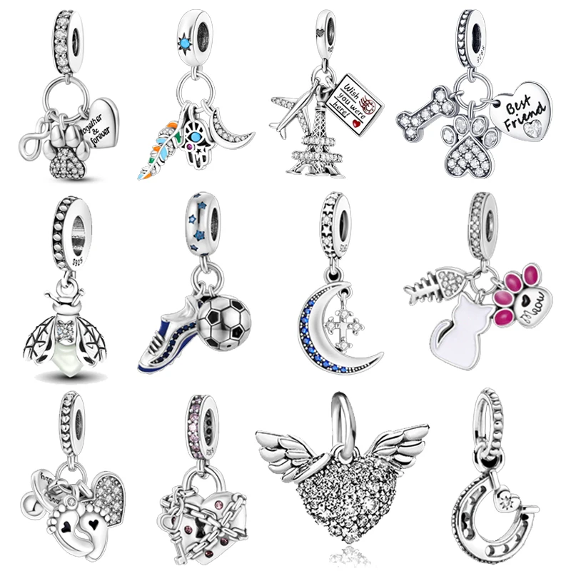 925-sterling-silver-simple-wind-moon-Fit-Original-Pandora-charm-bead ...