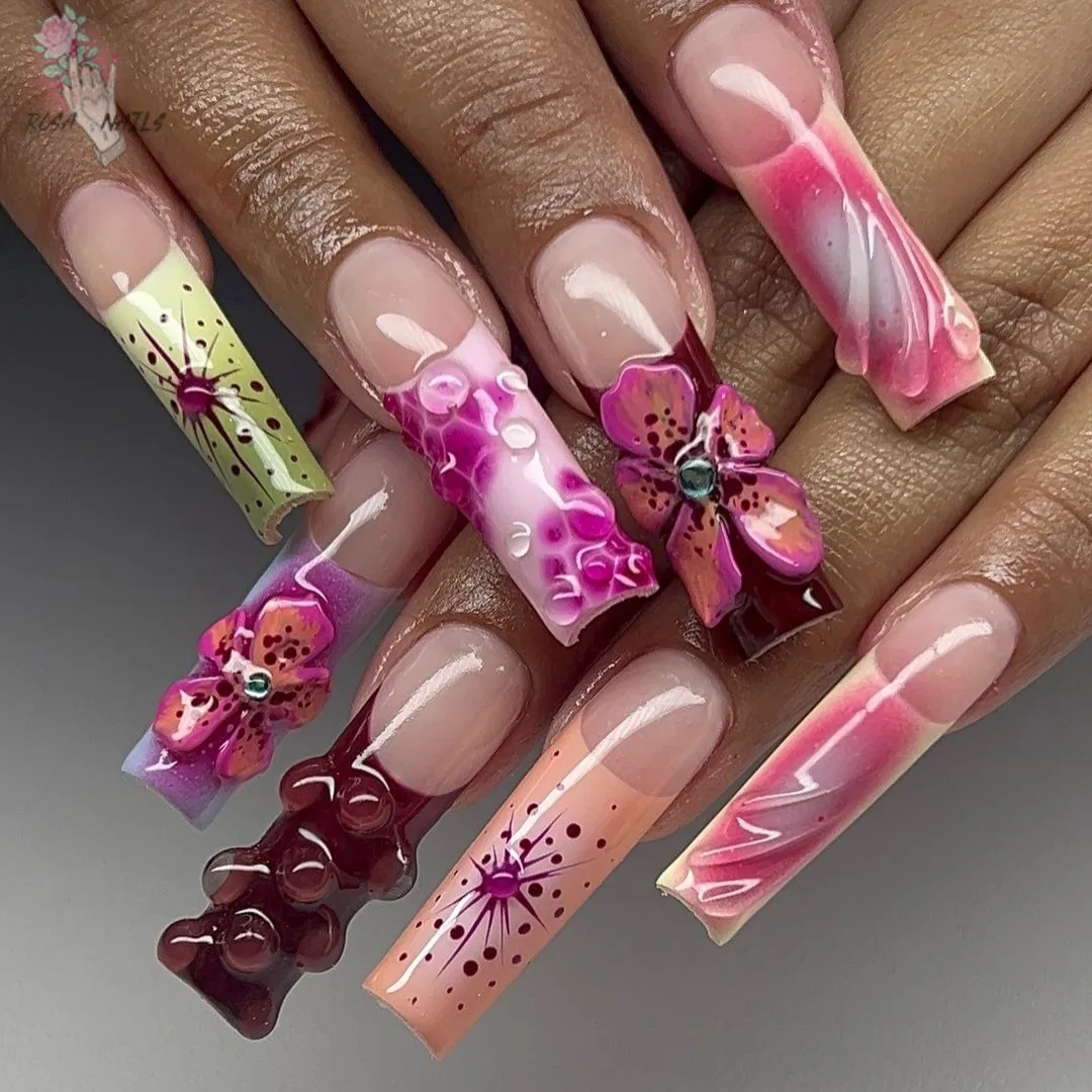 3D-Hibiscus-Orchid-Nails-Sculpted-Flowers-Handmade-Press-on-Nail ...