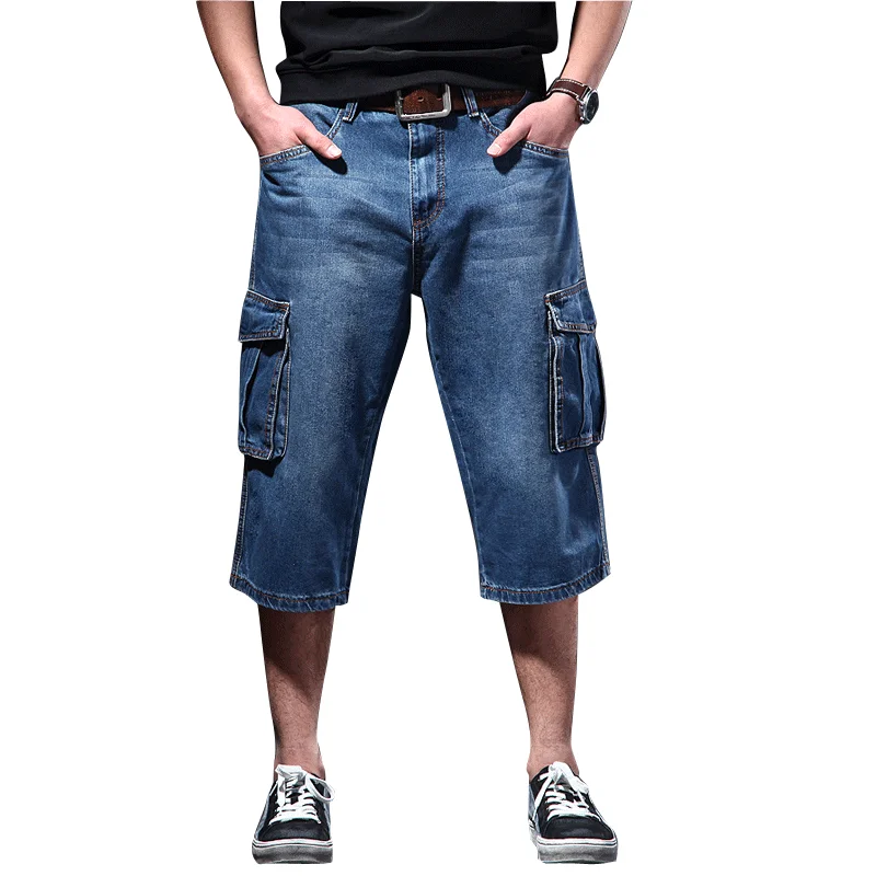 Men's Summer Loose Fit Cargo Short Jeans With Big Pockets Baggy Casual ...