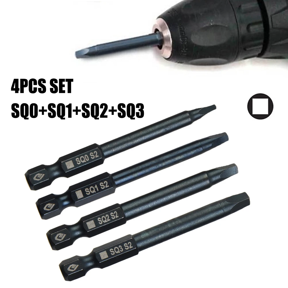 4pcs-Square-Head-Screwdriver-Bits-Set-SQ0-SQ1-SQ2-65mm-1-4Inch-Shank ...