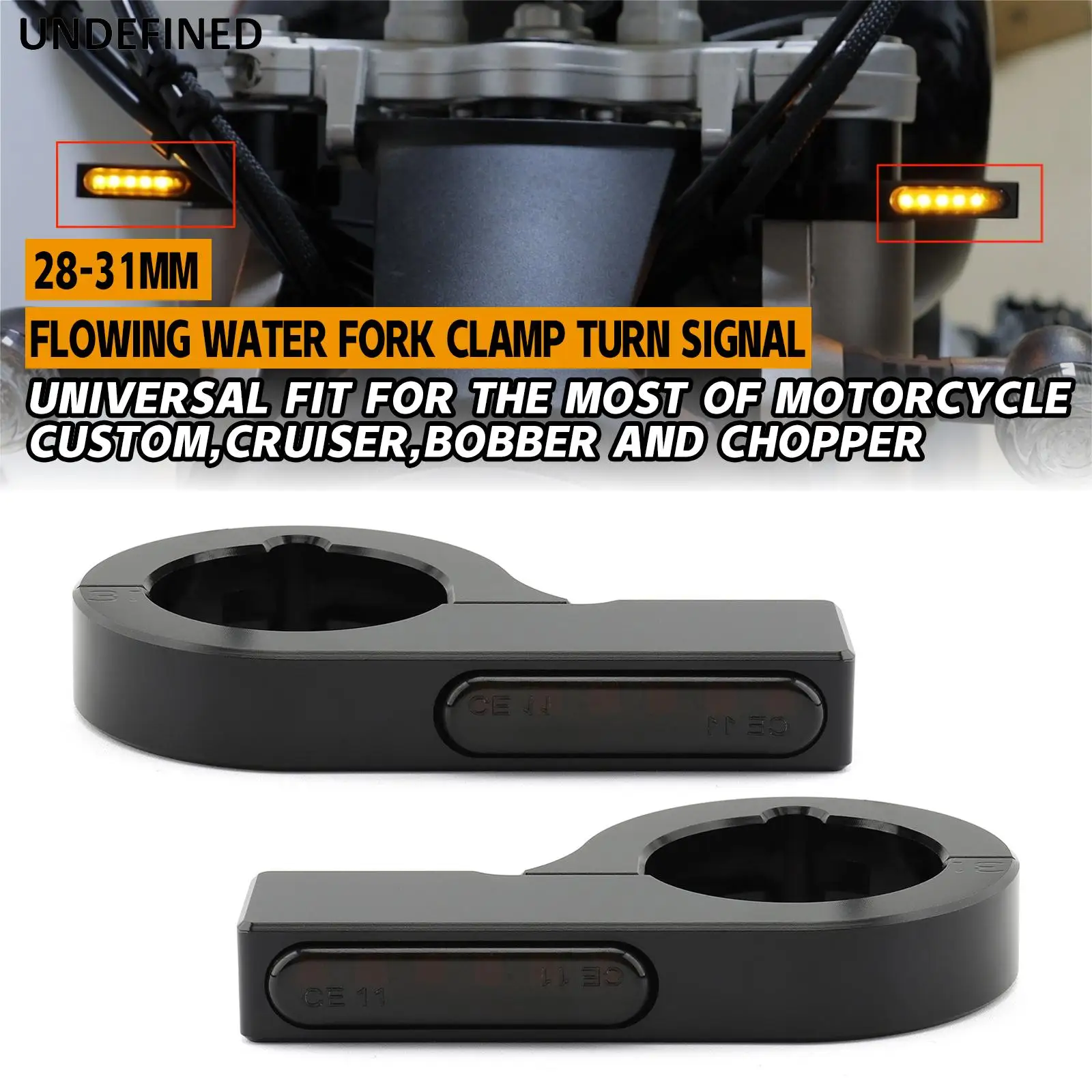 Motorcycle-Fork-Front-LED-Turn-Signal-Light-28mm-58m-Amber-Blinker ...