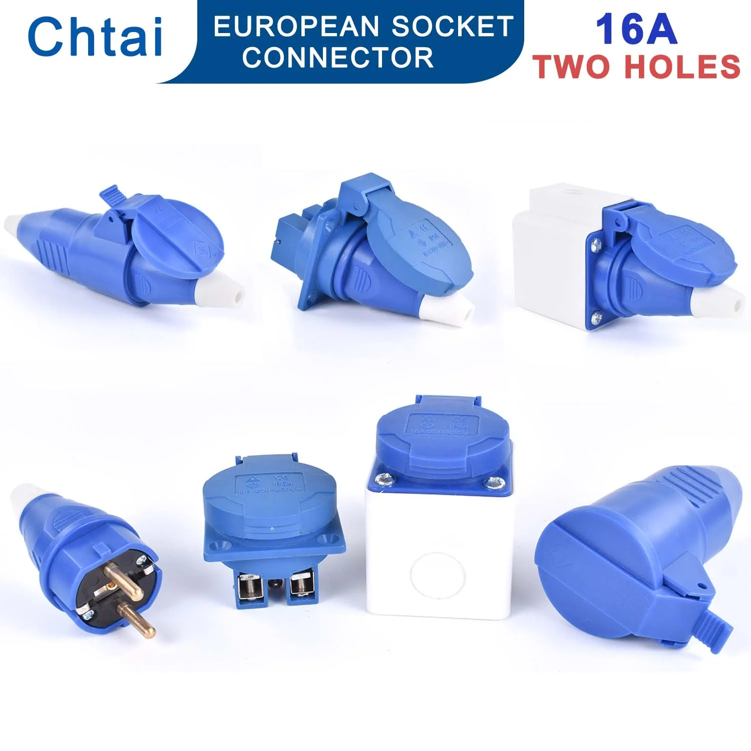 SCHUKO-waterproof-2PIN-16A-EU-Industrial-Plug-fly-Socket-IP44-IP54-Concealed-Wall-Surface ...