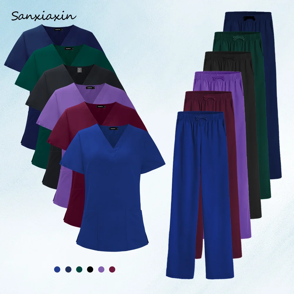 Unisex Medical Scrubs Sets New Style Multi-Color Polyester Spandex ...