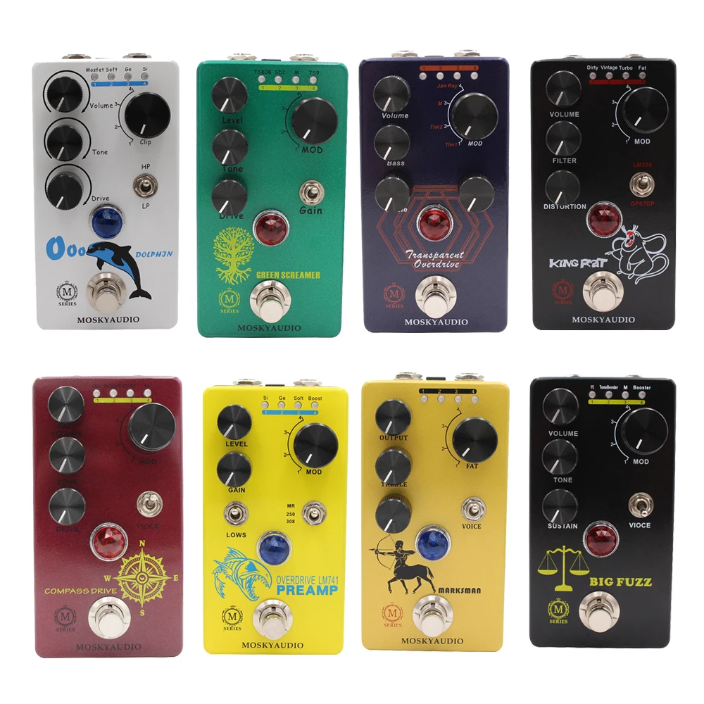 MOSKY Pedal de efectos de guitarra, distorsión Overdrive Fuzz King, efectos de rata, True Bypass ...