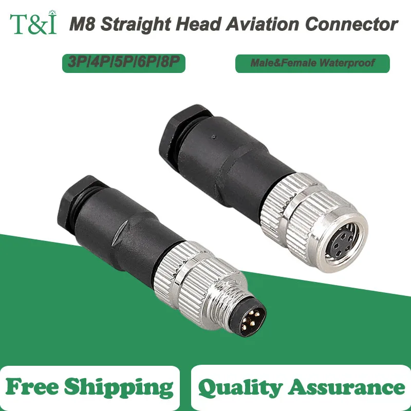 5 PCS M8 Straight Head 3/4/5/6/8 Pin Male&Female Waterproof Welding ...