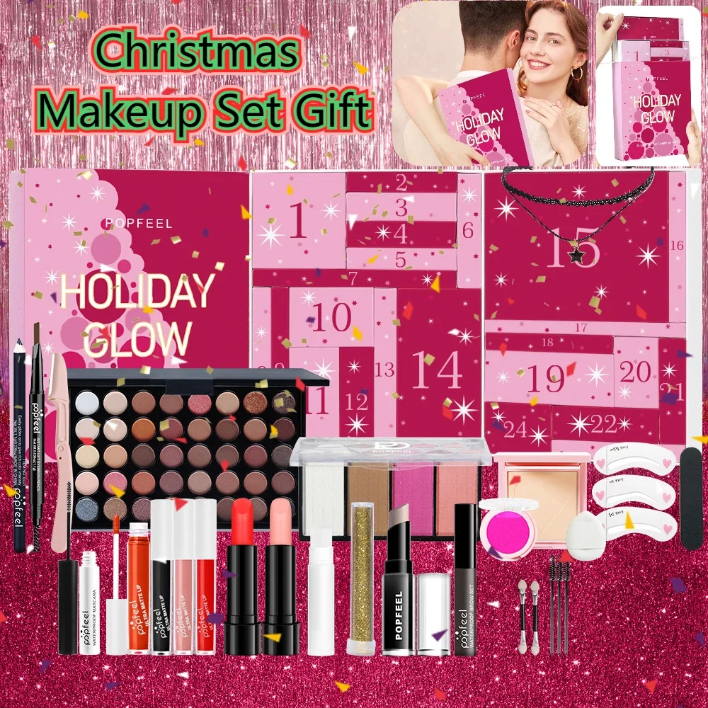 Christmas Countdown Makeup Set Lipstick Eye Shadow Cosmetics 24-Piece ...