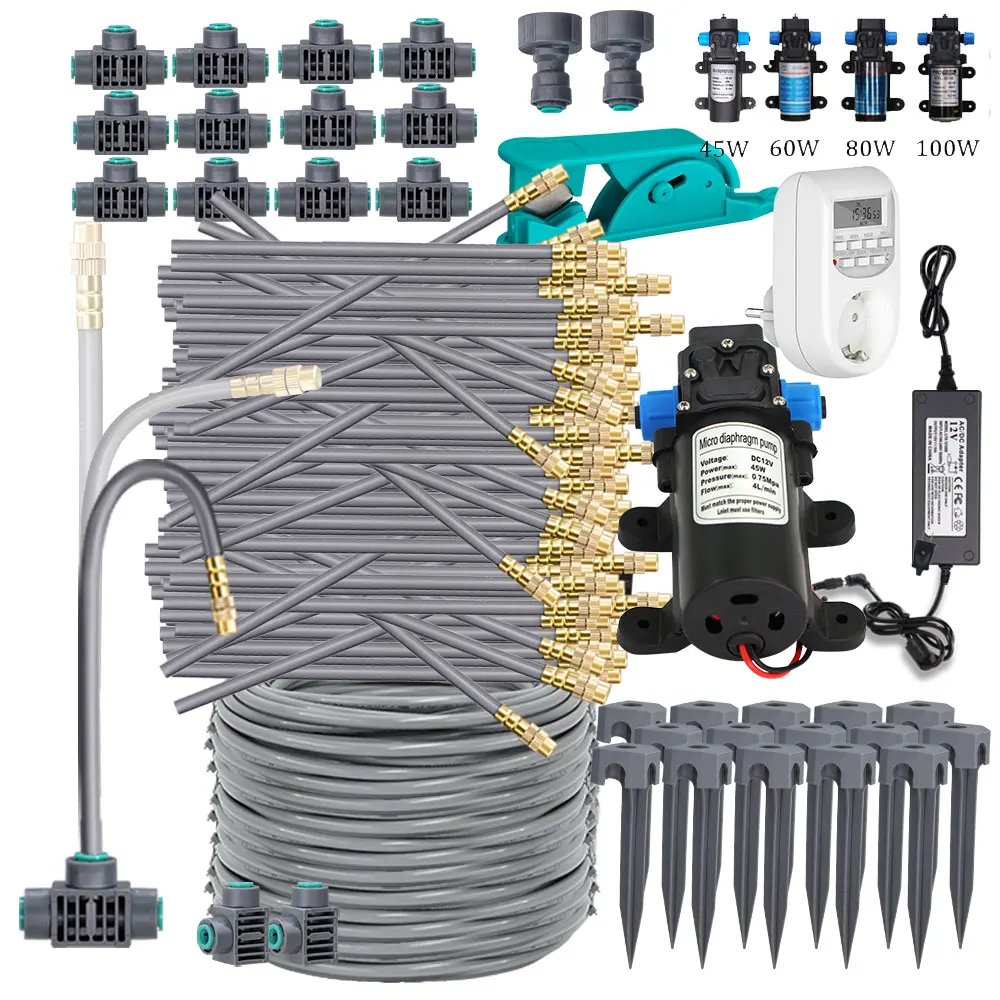 5M-30M 45W-60W Self-priming Pump Watering System 360° Bendable Mist ...