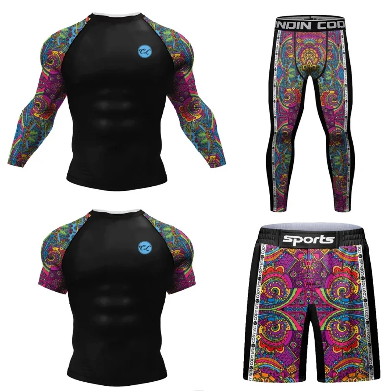 Men's Muay Thai Men MMA Kickboxing Sport Suit MMA BJJ Rashguard T ...